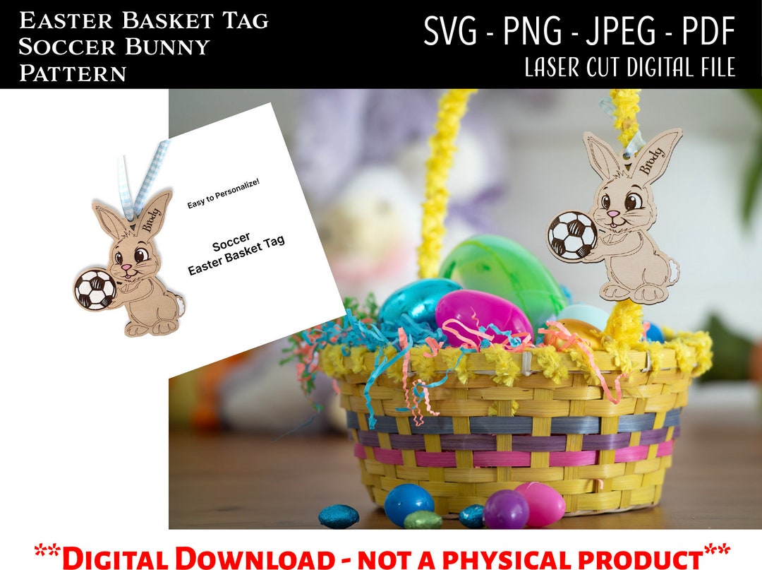 Laser Cut Digital File / Easter Basket Tag Sport Soccer SVG / Glowforge ...