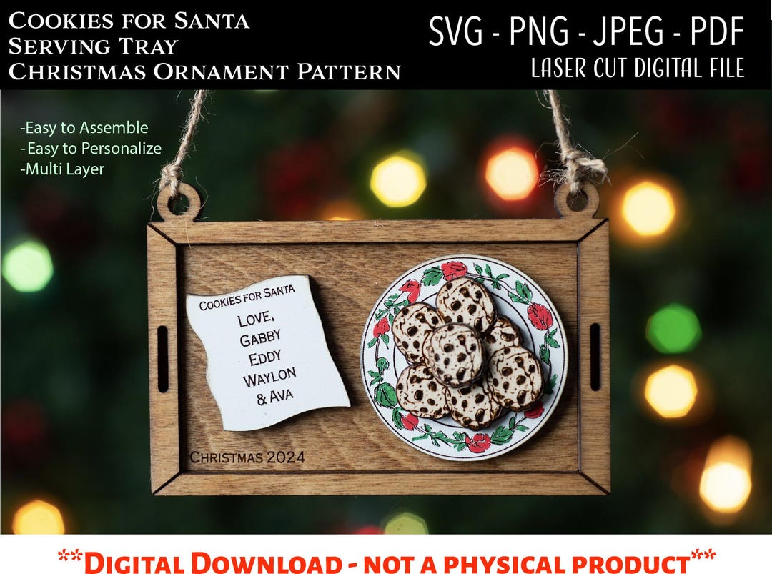 Laser Cut Digital File / Family Serving Tray Cookies Christmas Ornament ...