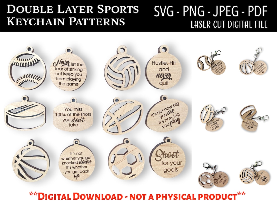 Laser Cut Digital File / Sports Keychain SVG, PNG / Glowforge ...