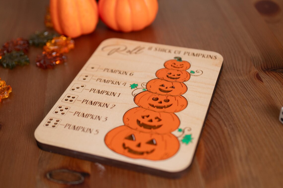Laser Cut Digital File, Halloween Roll A Stack of Pumpkins Puzzle Game ...