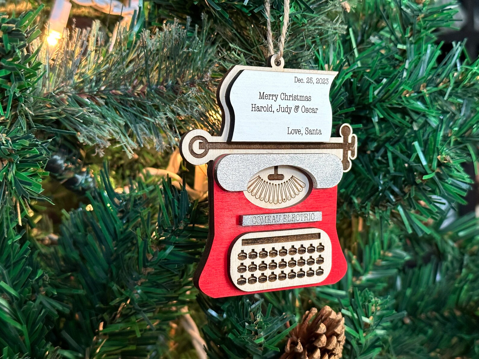 Laser Cut Digital File / Retro Typewriter Family Christmas Ornament SVG ...