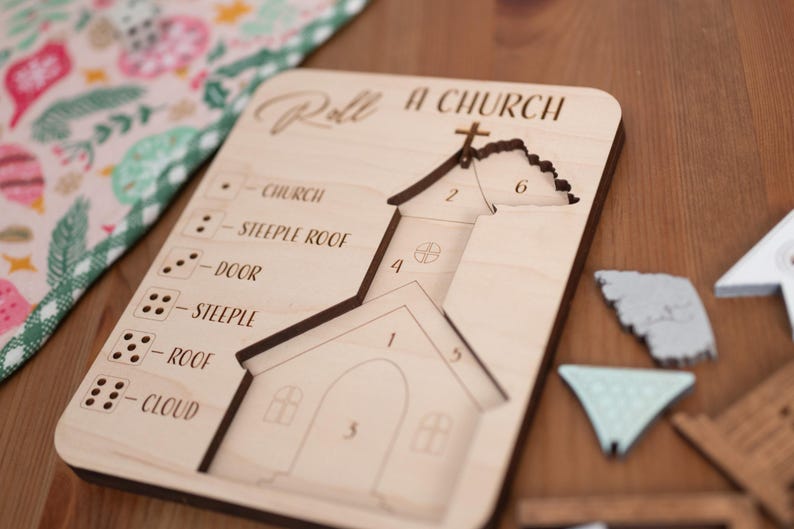Laser Cut Digital File, Roll A Church Puzzle Game SVG, Glowforge ...