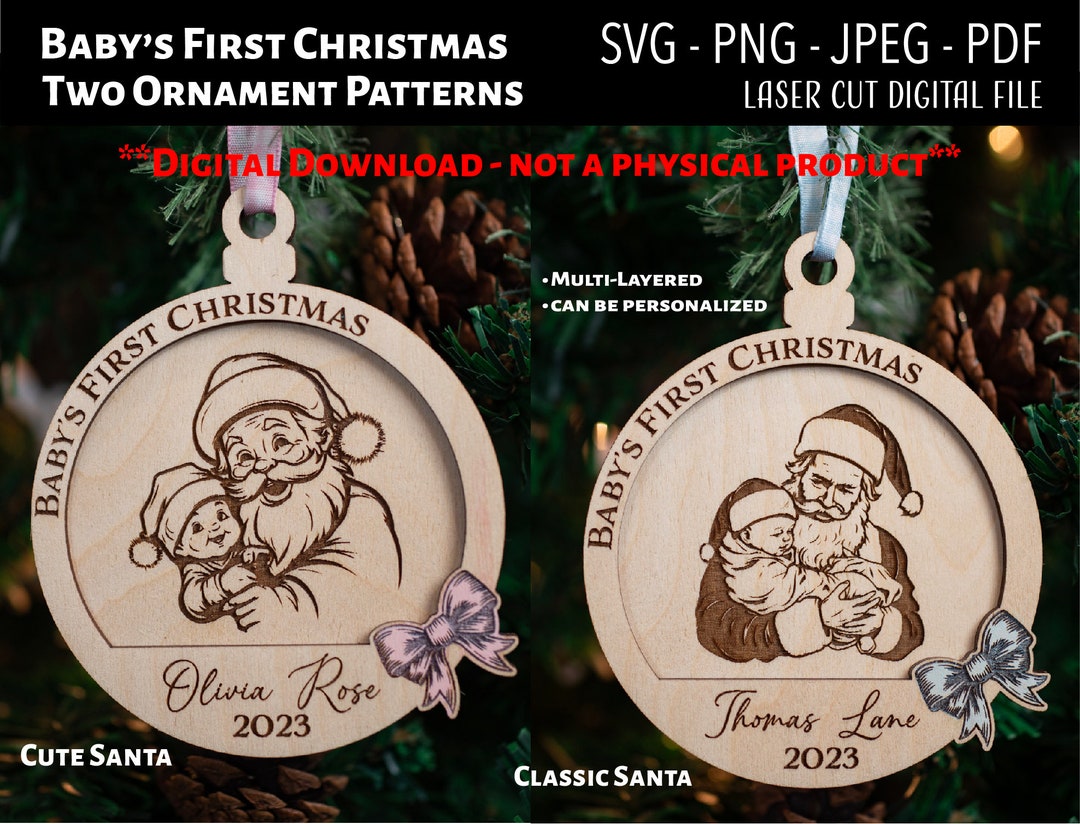 Laser Cut Digital File / Baby's First Christmas Ornament SVG, PNG ...
