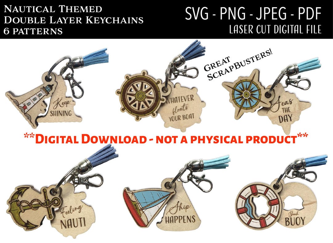 Laser Cut Digital File, Nautical Keychain SVG, Glowforge, Scrapbuster ...