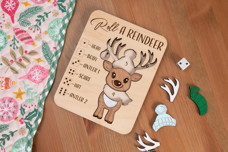 Laser Cut Digital File, Christmas Roll A Reindeer Puzzle Game SVG ...