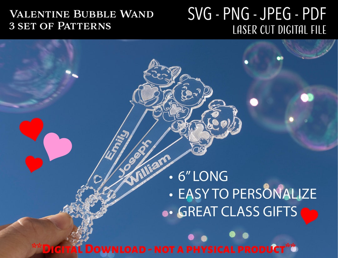 Laser Cut Digital File / Valentine Bubble Wand SVG / Glowforge ...