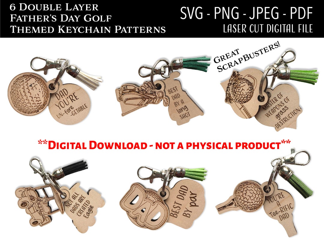 Laser Cut Digital File / Father's Day Golf Keychain SVG, PNG ...
