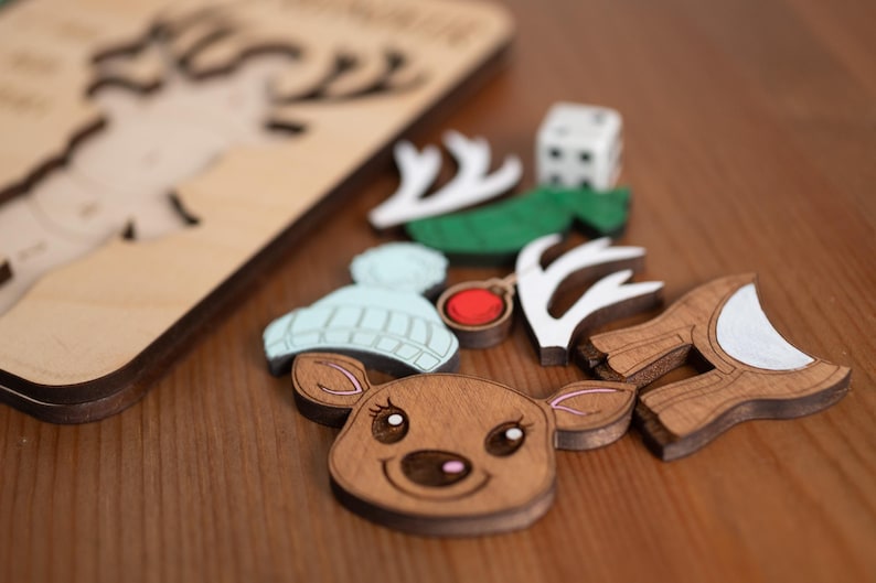 Laser Cut Digital File, Christmas Roll A Reindeer Puzzle Game SVG ...
