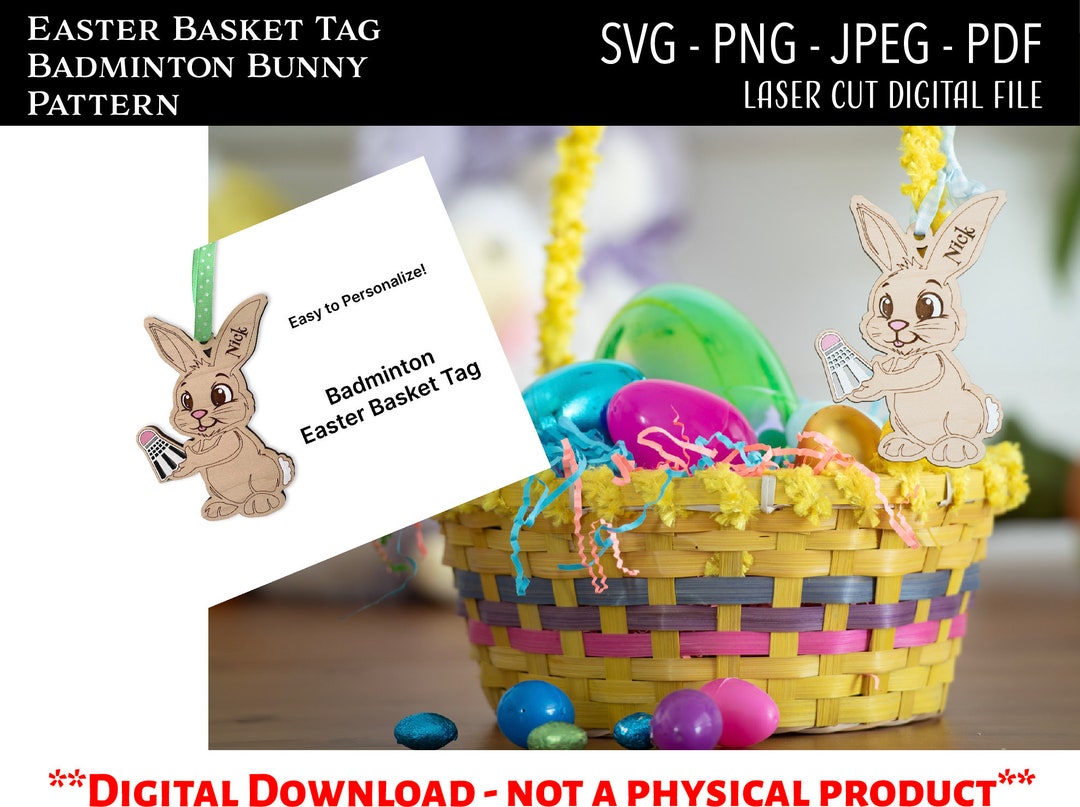Laser Cut Digital File / Easter Basket Tag Sport Badminton SVG ...