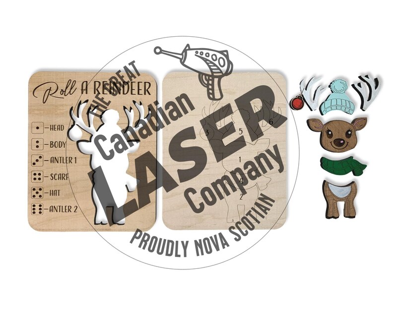 Laser Cut Digital File, Christmas Roll A Reindeer Puzzle Game SVG ...