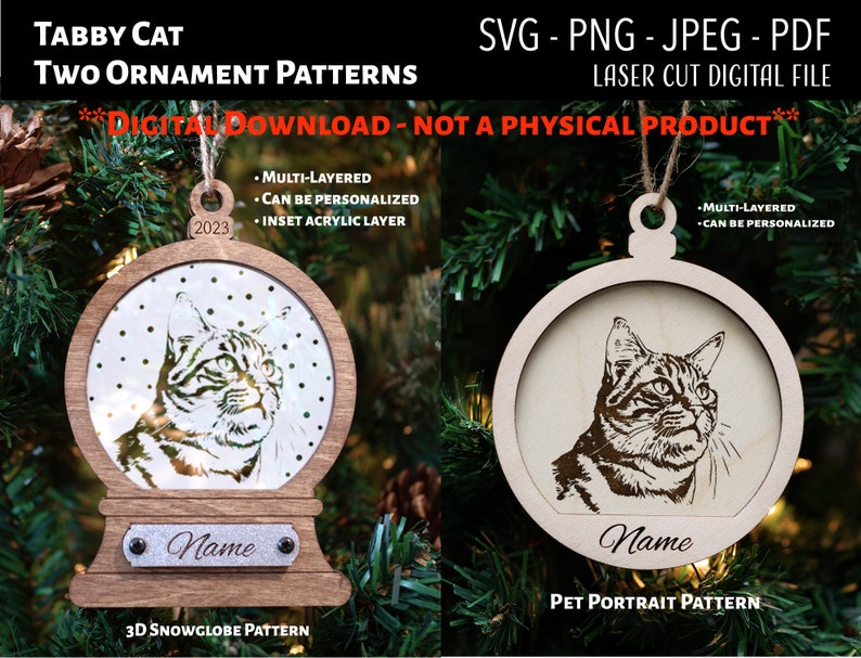 Laser Cut File / 3D Wood and Acrylic Christmas Ornament Digital File ...