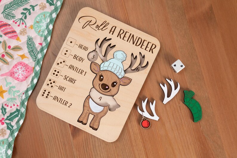 Laser Cut Digital File, Christmas Roll A Reindeer Puzzle Game SVG ...