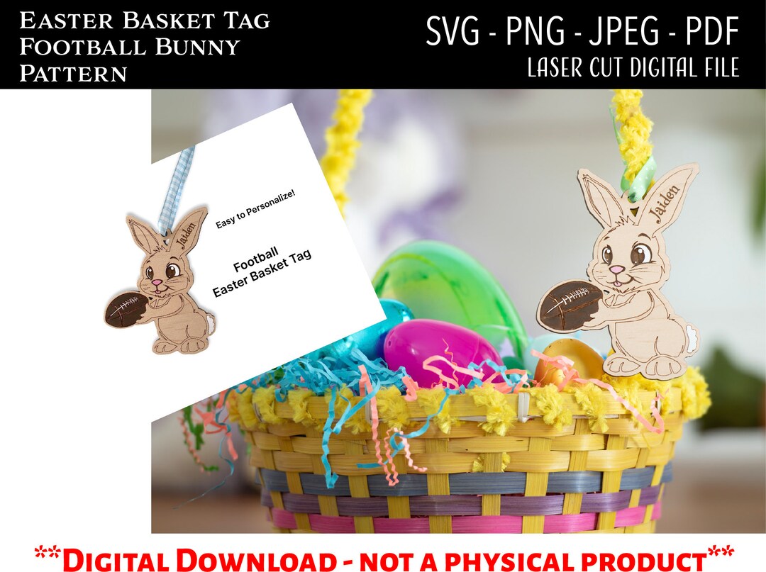 Laser Cut Digital File / Easter Basket Tag Sport Football SVG ...