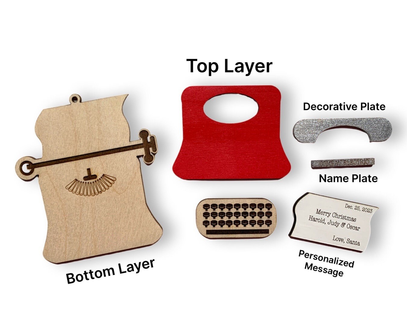 Laser Cut Digital File / Retro Typewriter Family Christmas Ornament SVG ...
