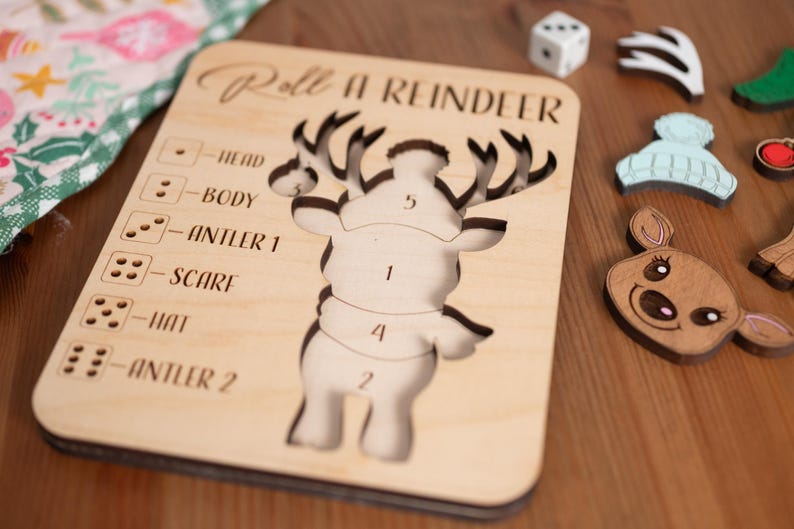 Laser Cut Digital File, Christmas Roll A Reindeer Puzzle Game SVG ...