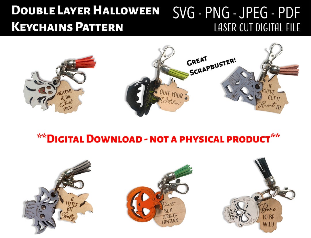 Laser Cut Digital File / Halloween Keychain SVG, PNG / Glowforge ...