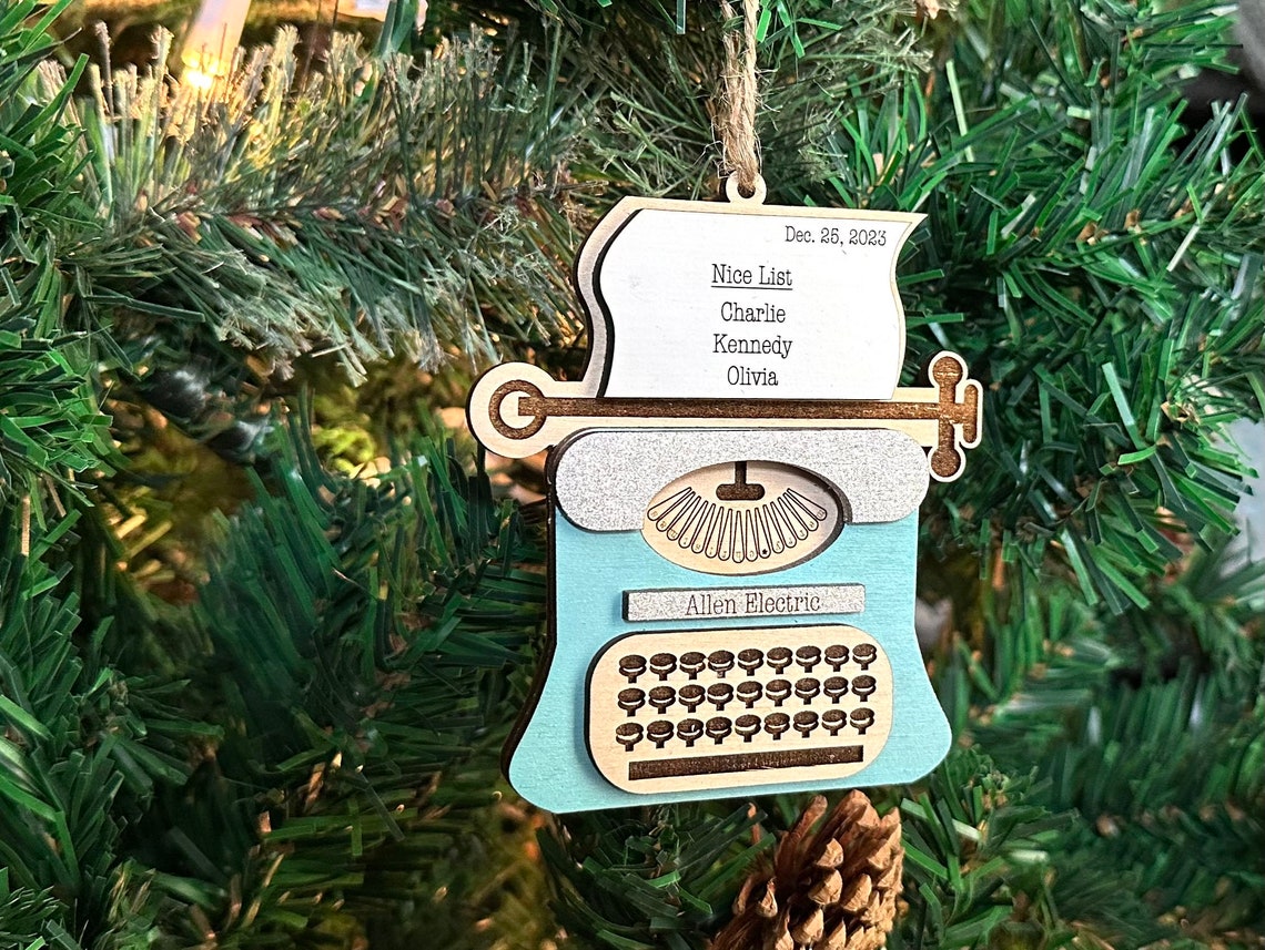 Laser Cut Digital File / Retro Typewriter Family Christmas Ornament SVG ...