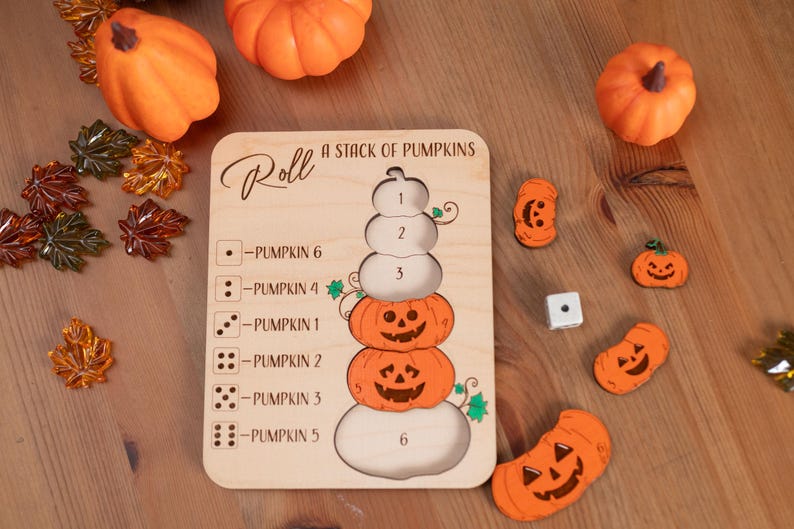 Laser Cut Digital File, Halloween Roll A Stack of Pumpkins Puzzle Game ...