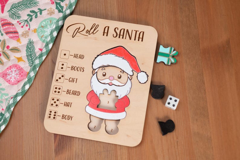 Laser Cut Digital File, Christmas Roll A Santa Puzzle Game SVG ...