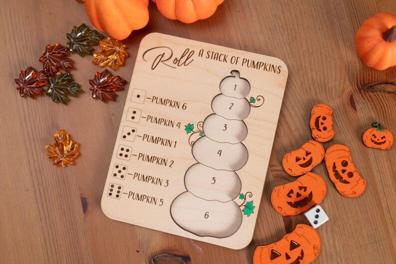 Laser Cut Digital File, Halloween Roll A Stack of Pumpkins Puzzle Game ...