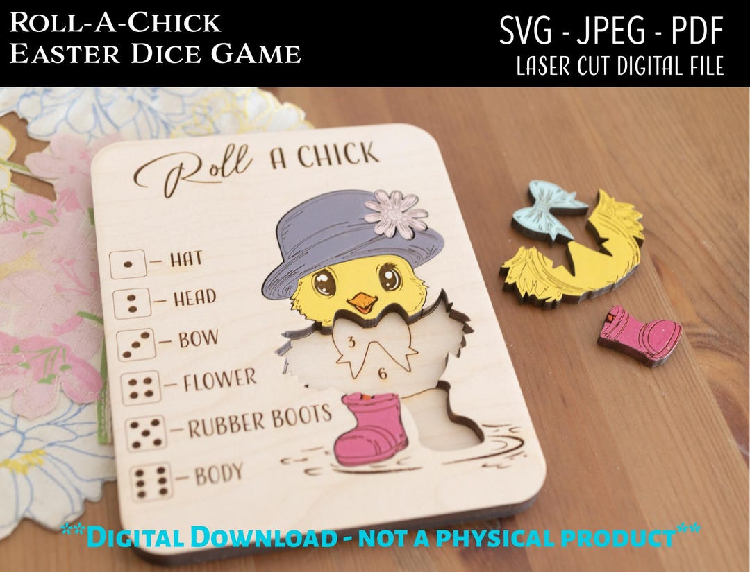 Laser Cut Digital File, Easter Egg Roll A Chick Puzzle Game SVG ...