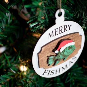 Laser Cut Digital File, Merry Fishmas Christmas Ornament SVG, PNG ...