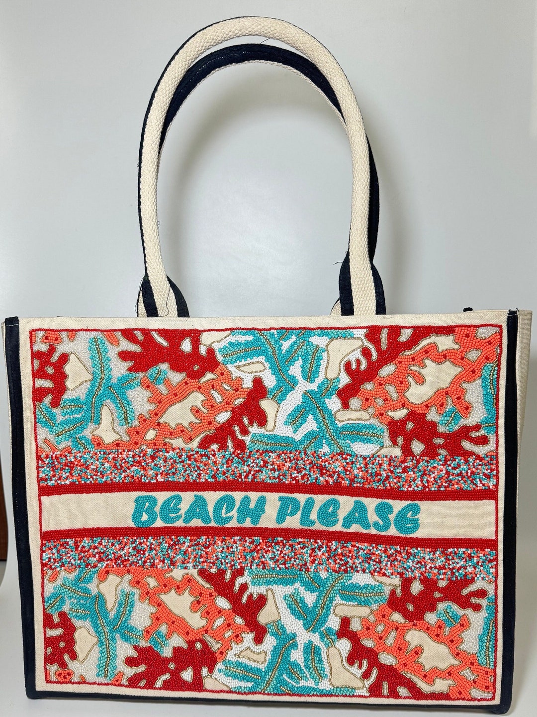 Handmade Custom Beaded Canvas Bag - Etsy