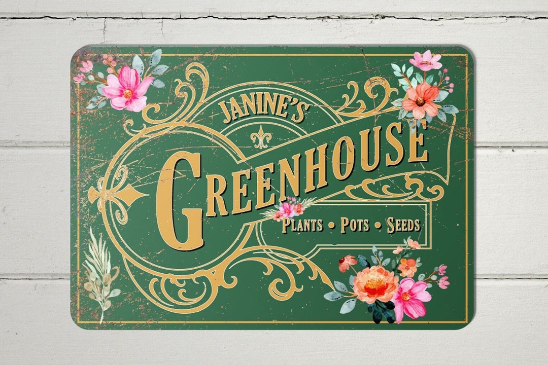 Personalised Metal Greenhouse Sign, Garden Design, Personalised ...