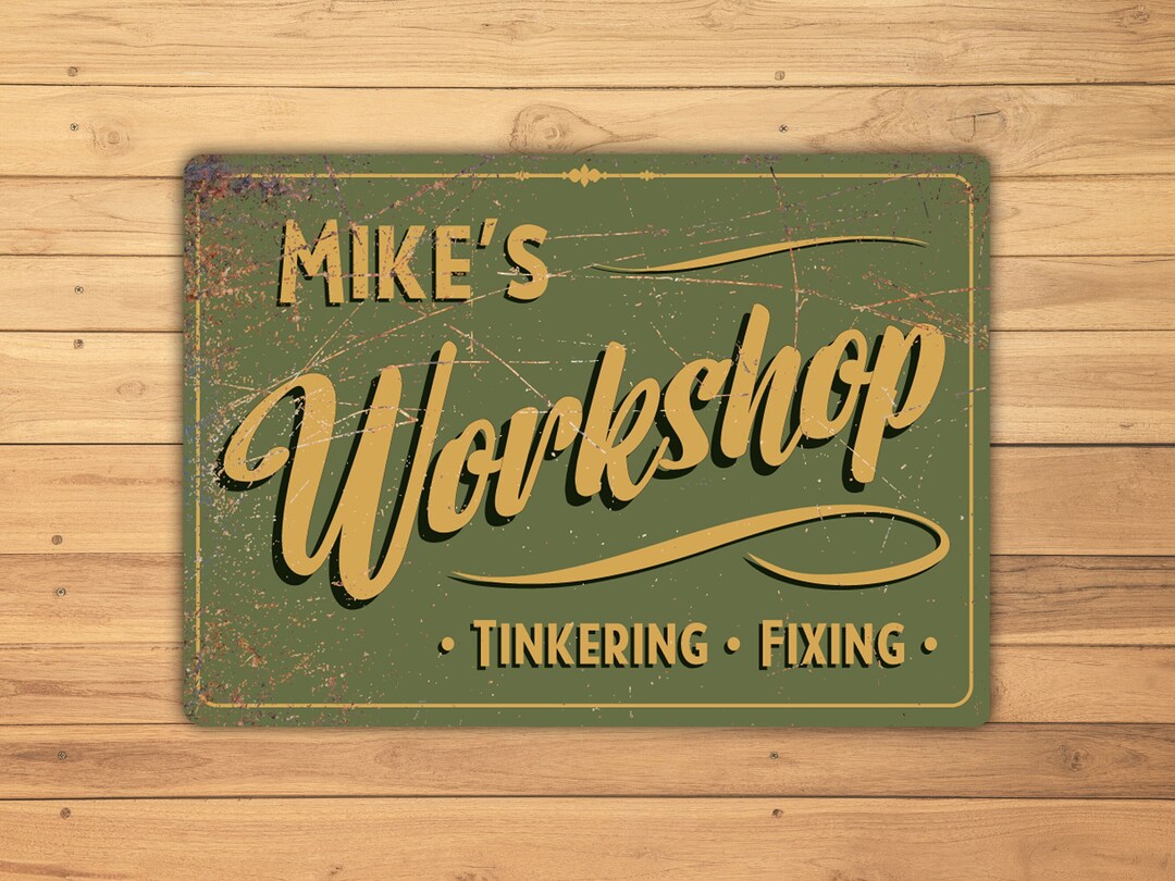 Personalised Workshop Sign Indoor Outdoor Vintage Custom Retro Wall ...