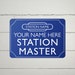 Personalised Station Master Sign: Custom Railway Name Plate, A4 ...