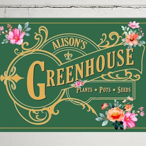 Personalised Metal Greenhouse Sign, Garden Design, Personalised ...