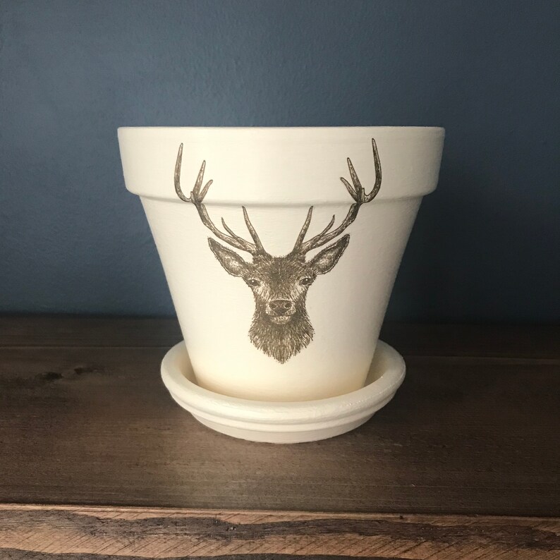 Stag Decoupaged Indoor Plant Pot Flower Pot Gift for the - Etsy UK