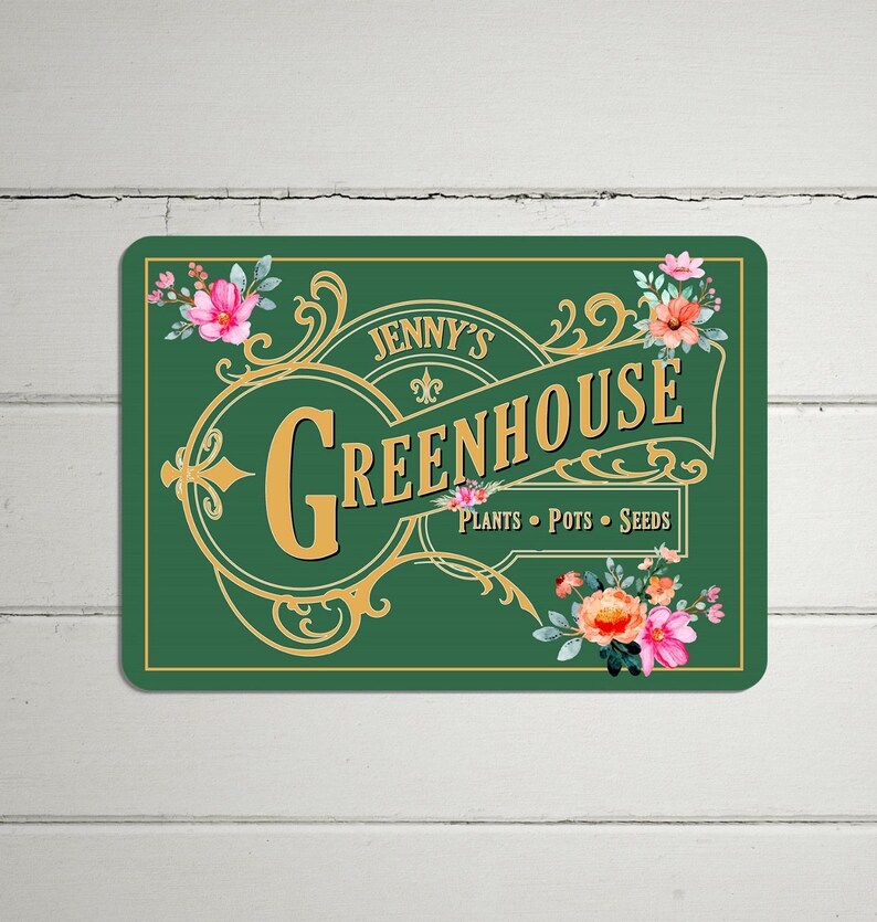 Personalised Metal Greenhouse Sign: Custom Garden Decor (A4) - Etsy