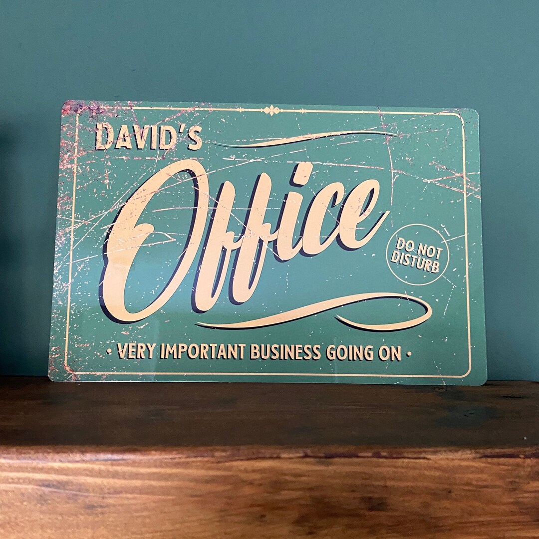 Personalised Office Sign Vintage Custom Retro Wall Sign A4 Aluminium ...