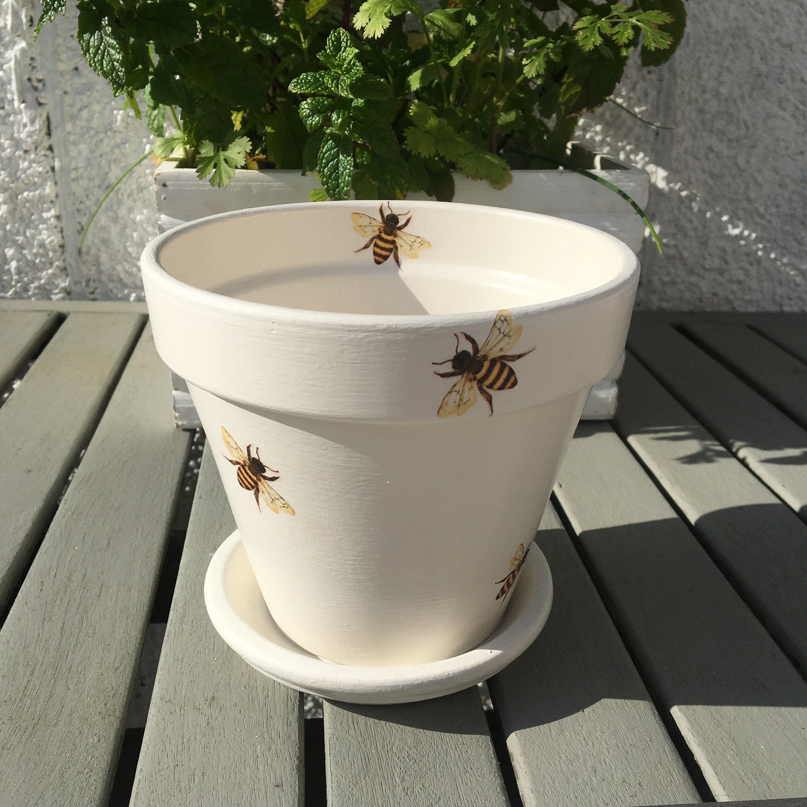 Bee Decoupaged Plant Pot Indoor Planter Gift for the Home - Etsy UK