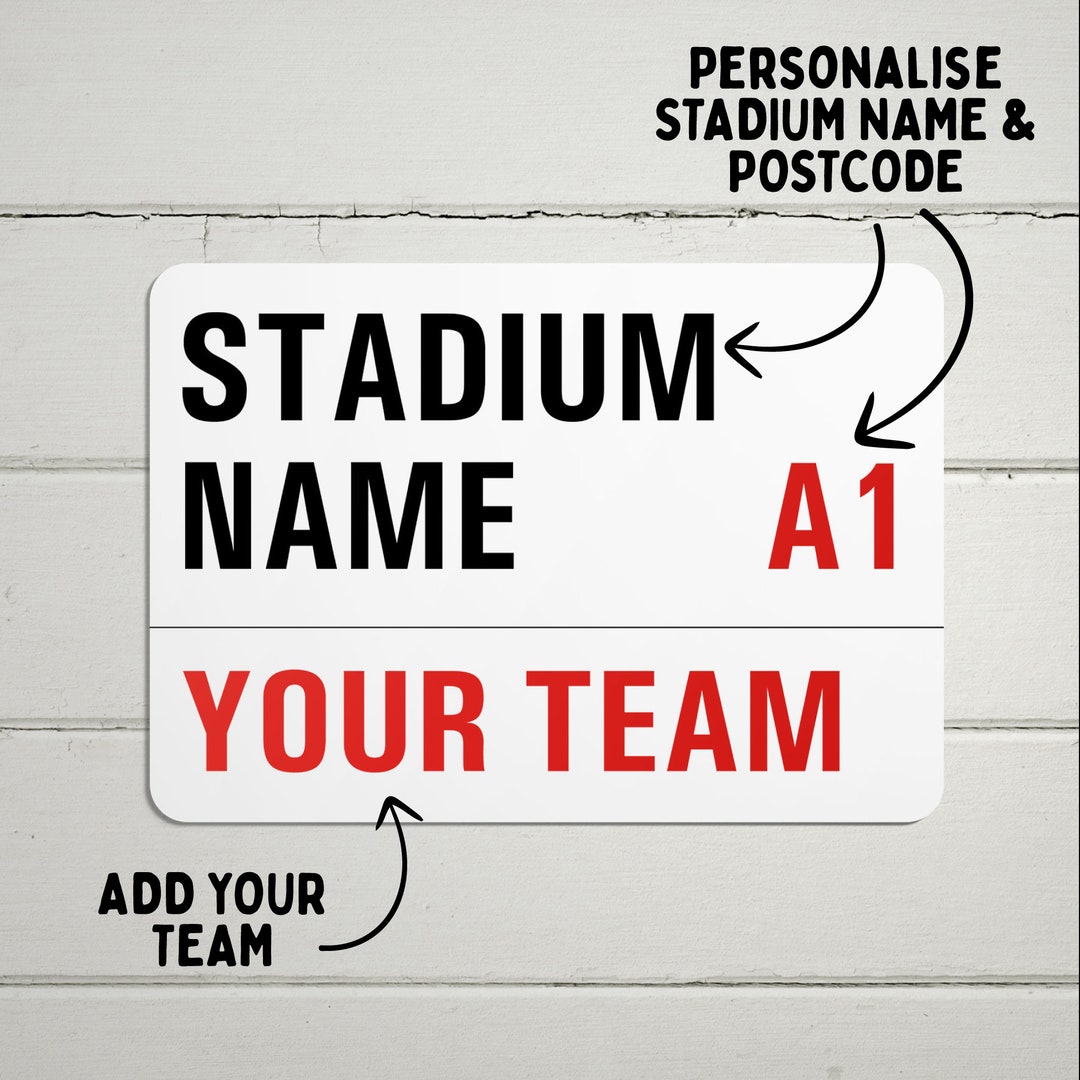 Personalised Football Stadium Sign, Add Your Favourite Team, Wall Decor ...