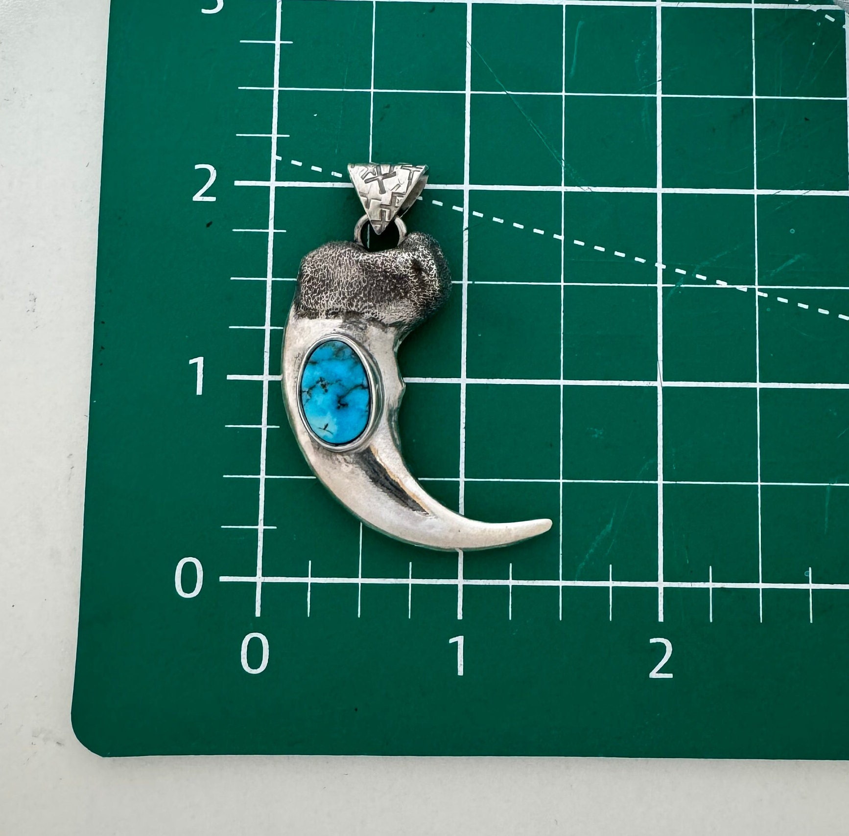 Western Style Grizzly Bear Claw Pendant With Sonoran Rose Turquoise - Etsy