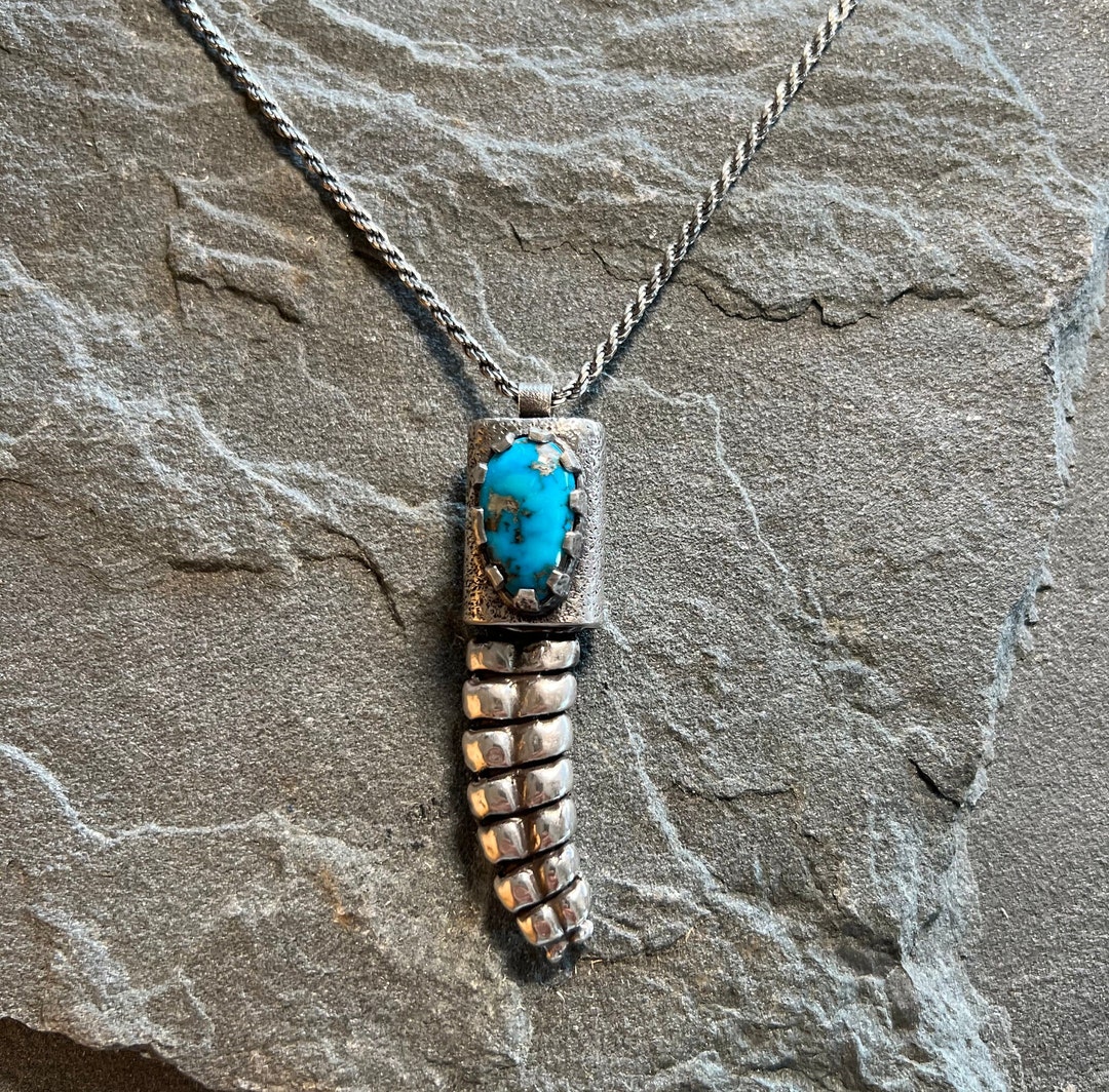 Morenci Turquoise Western Style Rattlesnake Rattler Pendant - Etsy