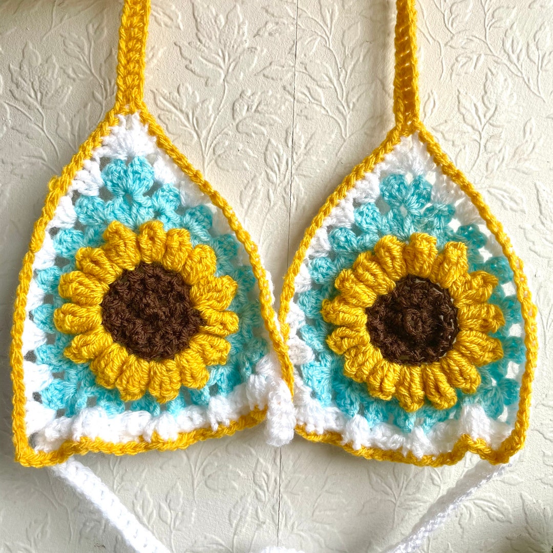 Handmade Crochet Sunflower Bra - Etsy