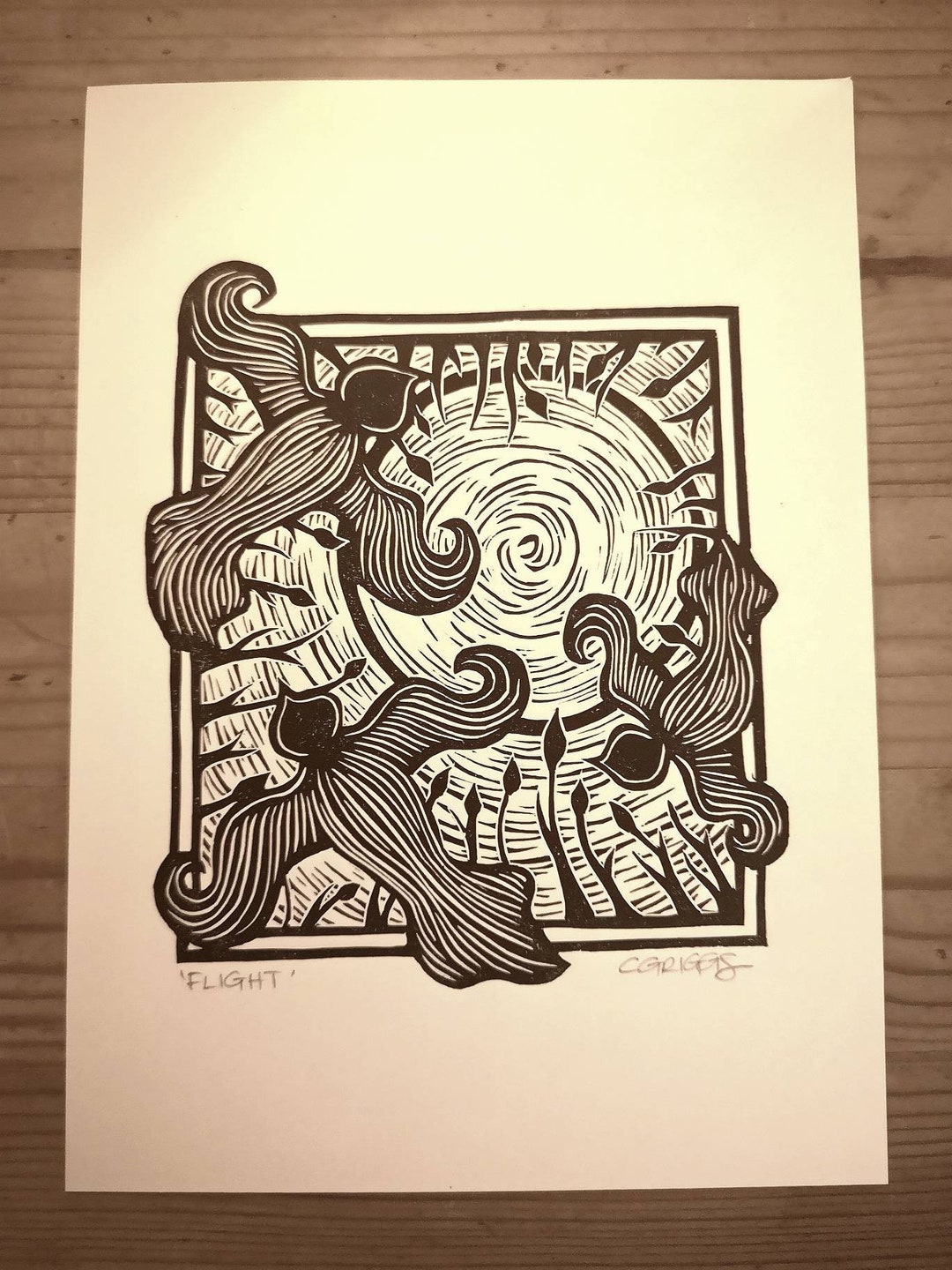 Flight Birds in Flight Original Linocut/linoprint - Etsy