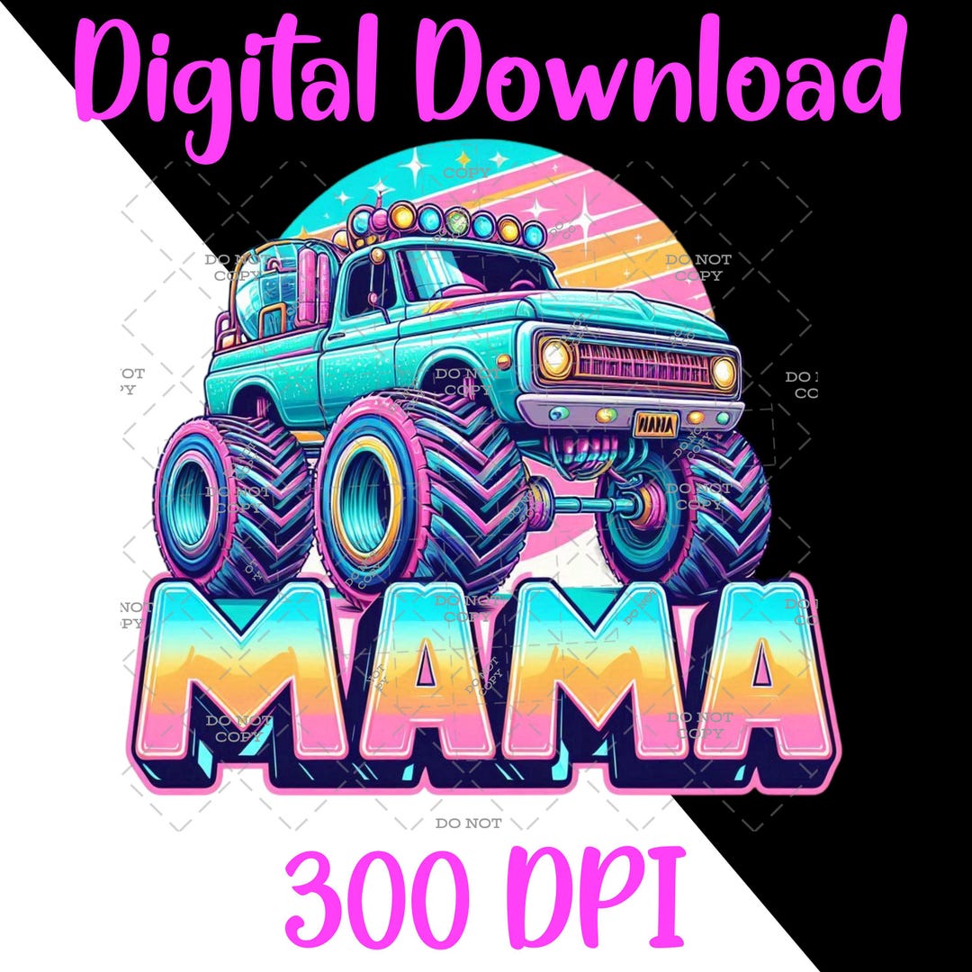 Pastel Monster Mama Truck | Digital Download | Png File - Etsy