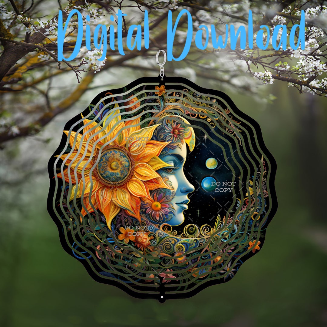 Sun Moon Wind Spinner - Digital Design - Download - Png File - Etsy