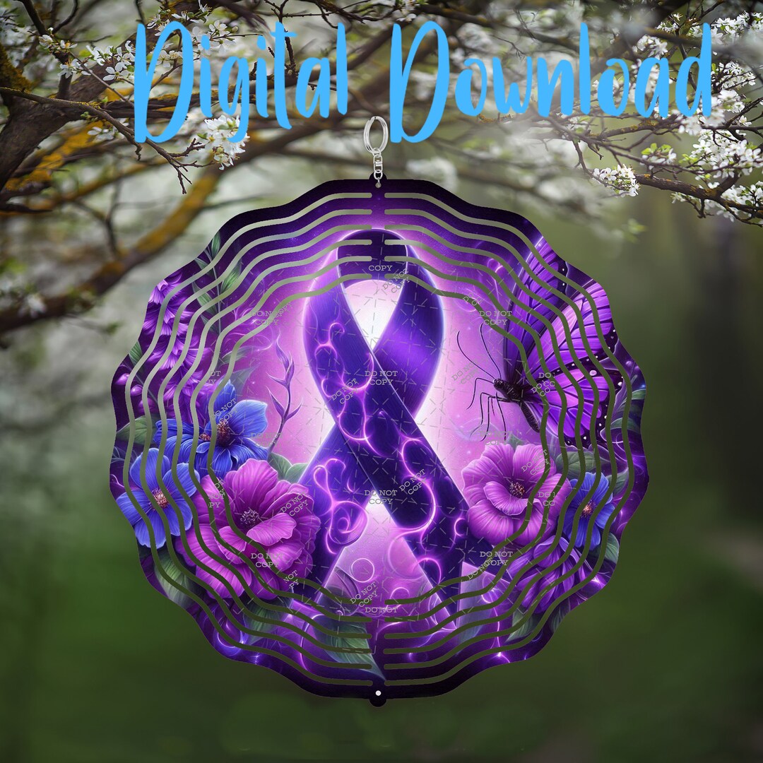 Purple Awareness Ribbon Wind Spinner - Digital Design - Download - Png ...
