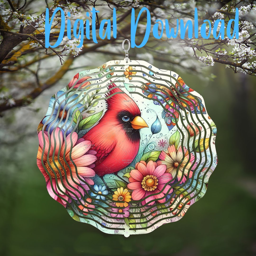 Whimsical Cardinal Flowers Wind Spinner - Digital Design - Download ...