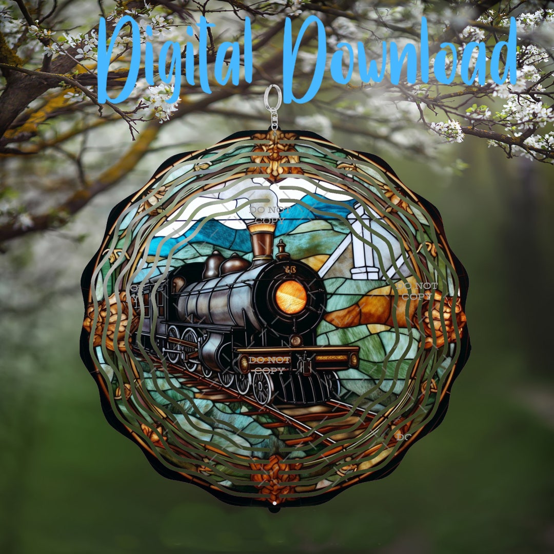 Stained Glass Train Spinner - Digital Design - Download - Png File - Etsy