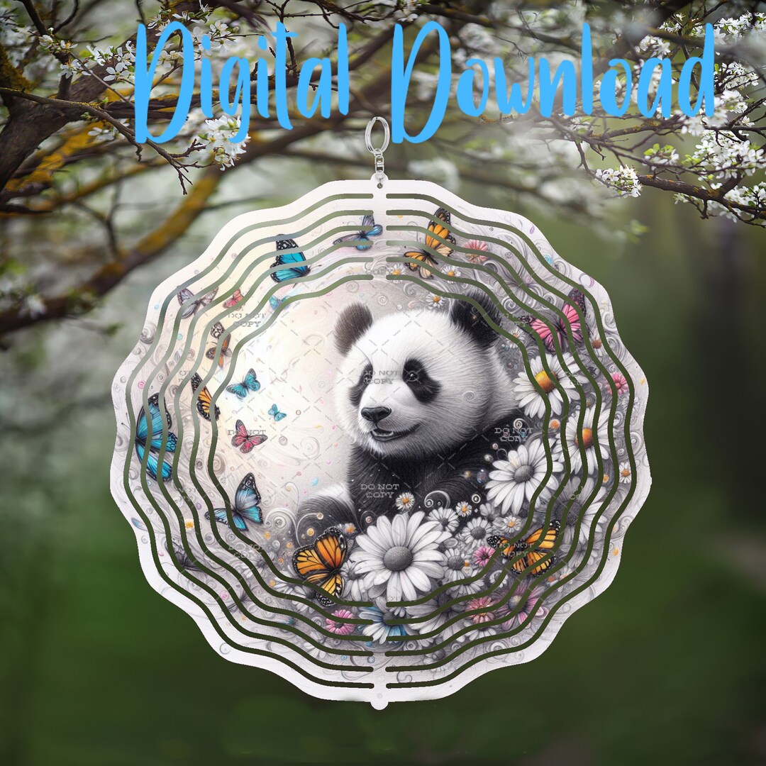Panda Bear Butterflies Wind Spinner - Digital Design - Download - Png ...