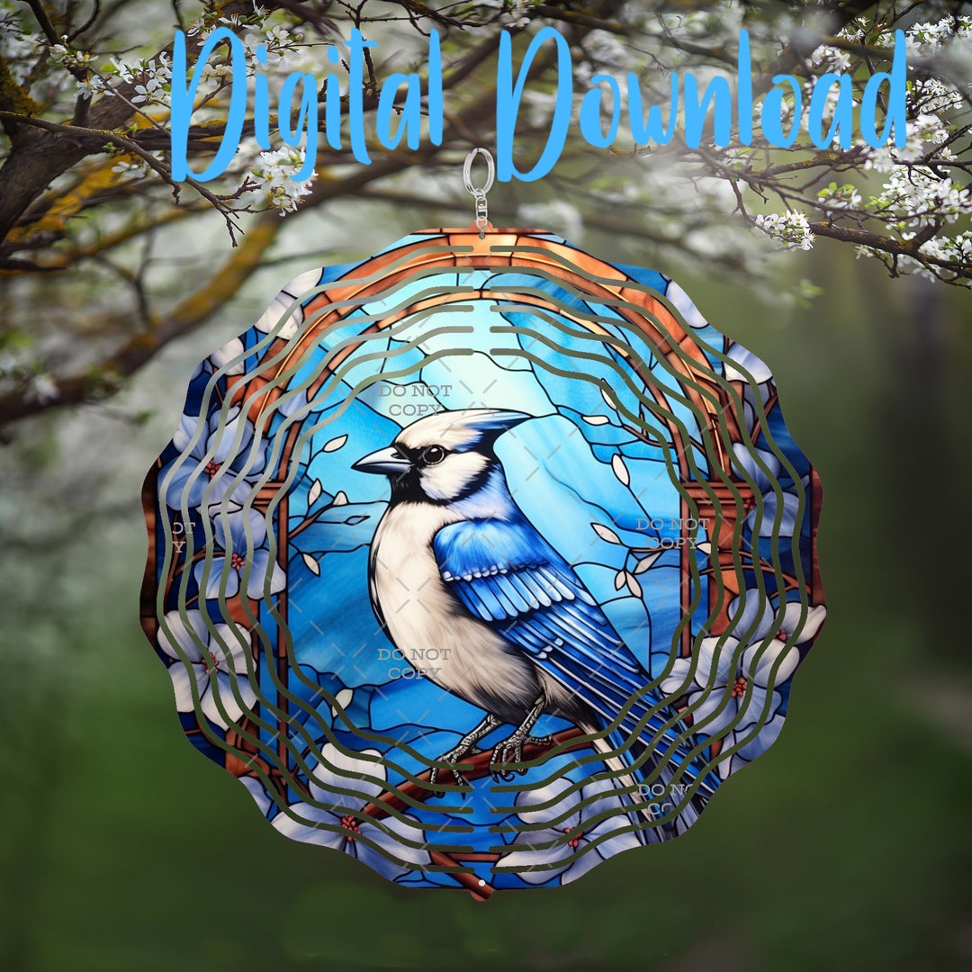 Stained Glass Blue Jay Spinner - Digital Design - Download - Png File ...