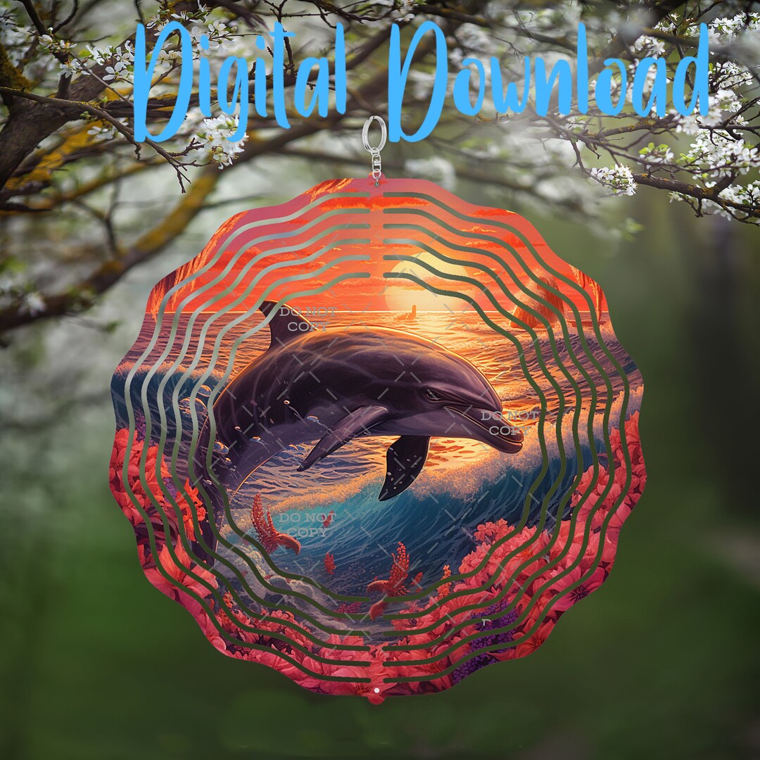 Sunset Dolphin Wind Spinner - Digital Design - Download - Png File - Etsy