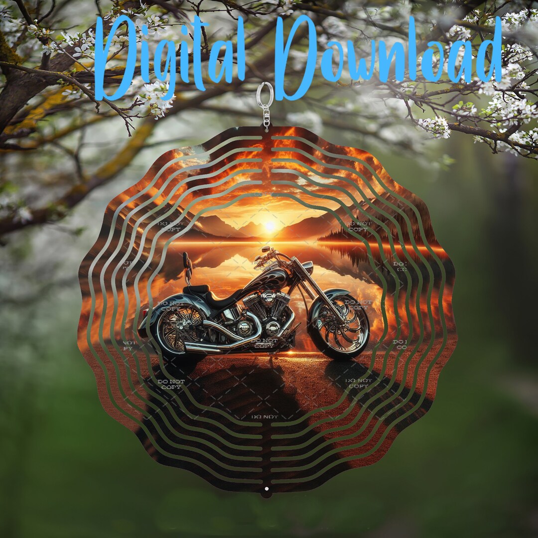 Sunset Motorcycle Wind Spinner - Digital Design - Download - Png File ...
