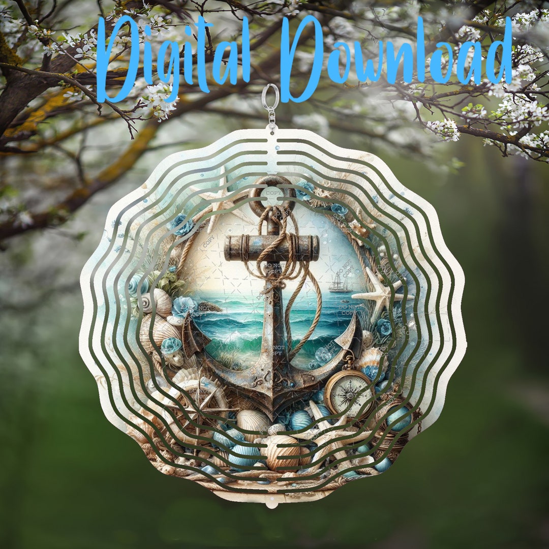 Nautical Boat Anchor Wind Spinner - Digital Design - Download - Png ...